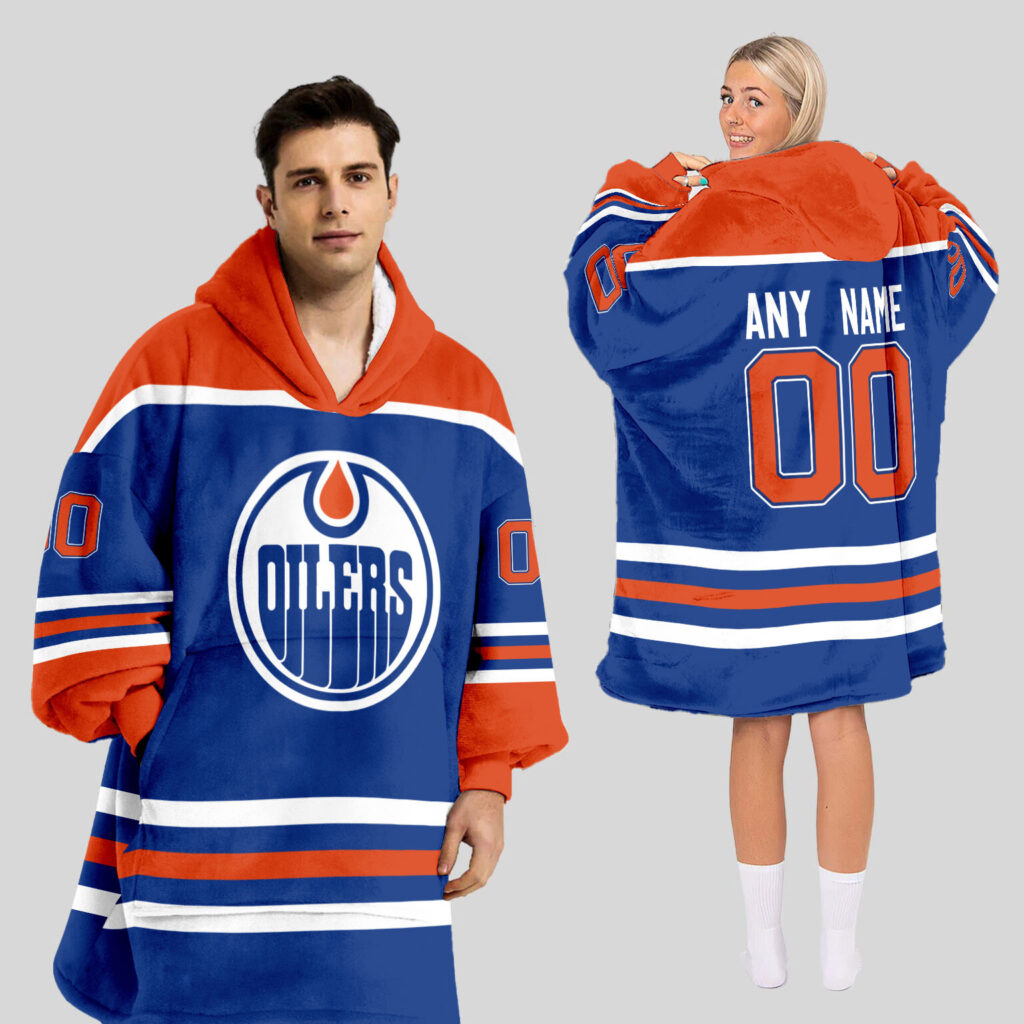 Edmonton Oilers Blanket Hoodie Custom Name And Number - Tehody Store