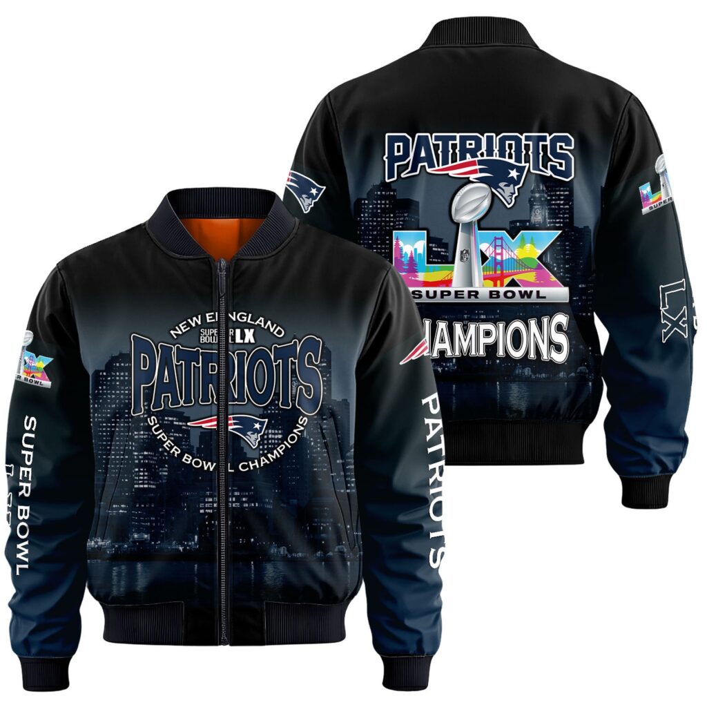 New England Patriots Super Bowl LX Champions Style Bomber Jacket ...